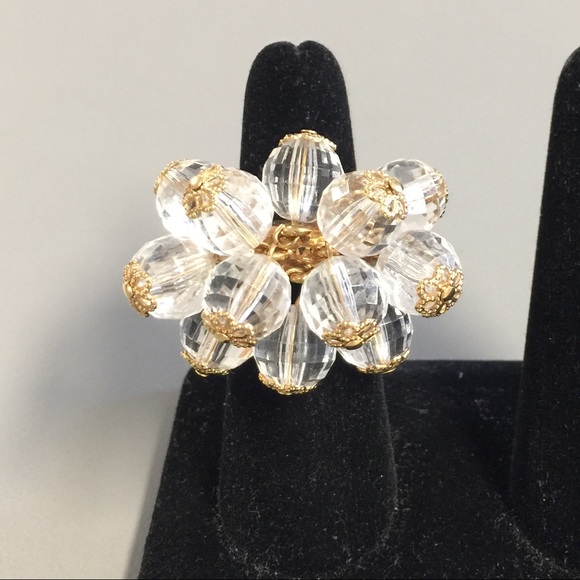kate spade | Jewelry | Kate Spade Clear Bead Cluster Statement Ring ...